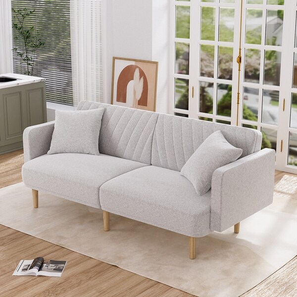 Upholstered Tufted Convertible Futon Sofa Bed Velvet Sleeper Couch 3 Seater Tufted Sofa with Adjustable Backrests On Sale Bed Bath Beyond 38287289