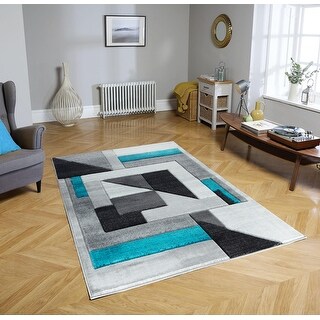 Abstract Geometric Shapes Modern Hand-Carved Soft Living Room Area Rug ...