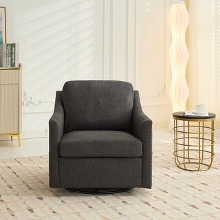 Upholstered accent chair with cooper nail,360 degree swivel rotating ...