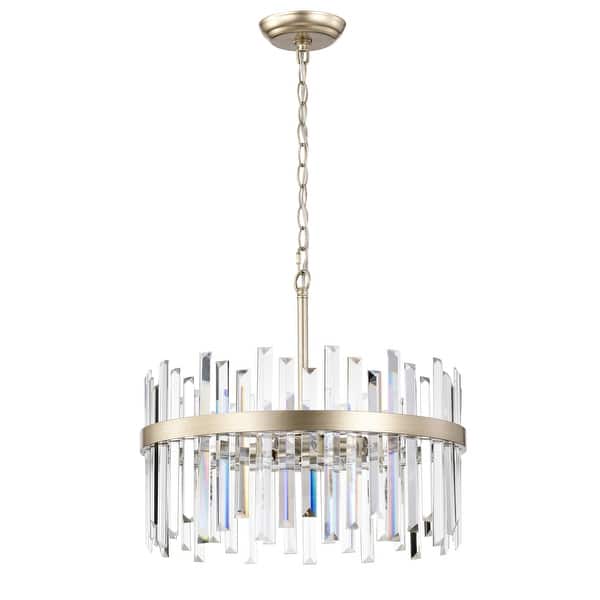 Casandra Brushed Champagne Silver 5-light Drum Crystal Chandelier - On ...