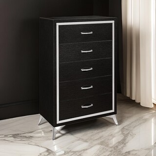 Sami 49 Inch Tall Dresser, 5 Drawers, Mirror Trim, Embossed Texture ...