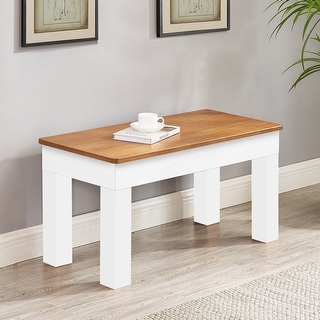 36" Unpadded 2 Person Bench Acacia & White - N/A - Bed Bath & Beyond ...