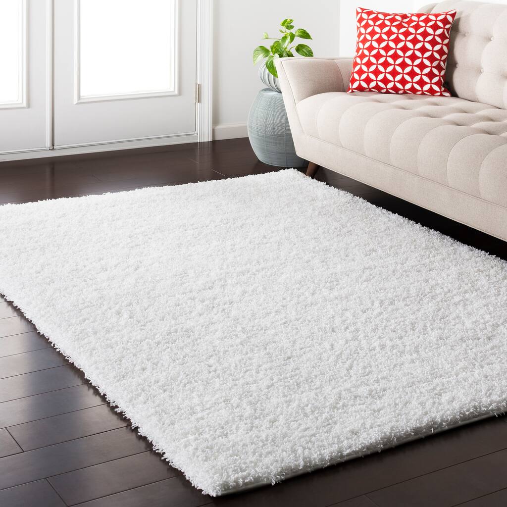 Caiden White Shag Area Rug - 6'7" x 9'6" - Overstock - 17675023