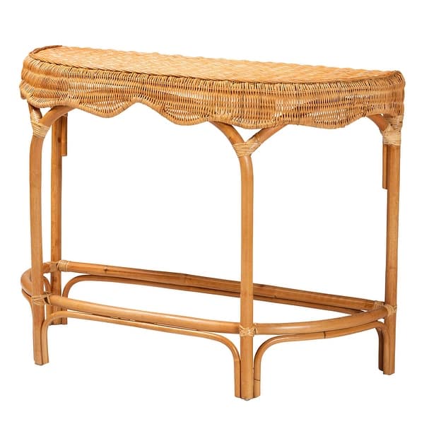 Wakana Modern Bohemian Natural Brown Rattan Console Table - Bed Bath ...