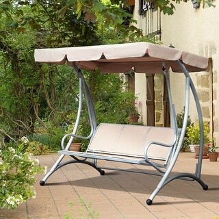 Patio Swing Glider with Adjustable Canopy,and Steel Frame for Garden,3 ...