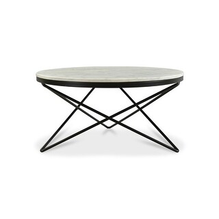 Macari Hatil Modern Marble Top Coffee Table With Iron Base - 32"W x 32 ...