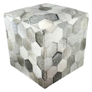 Pasargad Natural Cowhide Ottoman silver 19'' - 1' x 1' - Bed Bath ...