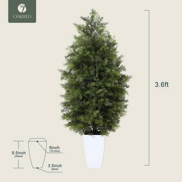 Artificial Topiary Cedar Tree 3.6FT Artificial Plants with White Taper ...