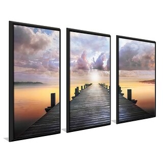 "Blue Way" Print on Floating Canvas Set of 3 - Bed Bath & Beyond - 36666488