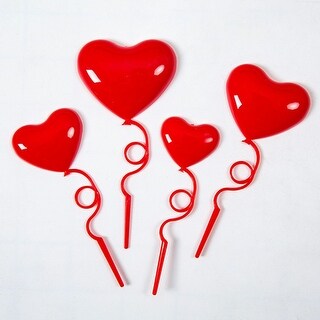 8Pcs Set Beautiful Heart Shape Cake Topper Romantic Cute Plastic Pastry ...