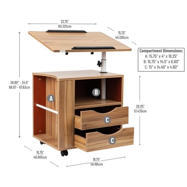 Mind Reader Woodland Collection Swivel Tiltable Desktop, Nightstand ...