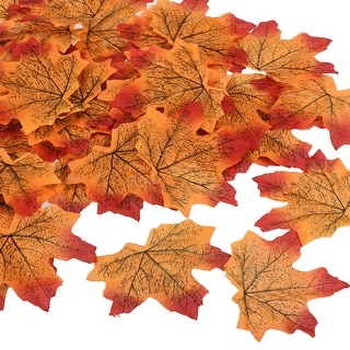 200pcs Artificial Leaves Fall Maple Autumn Fake Leaf Decoration, Orange ...