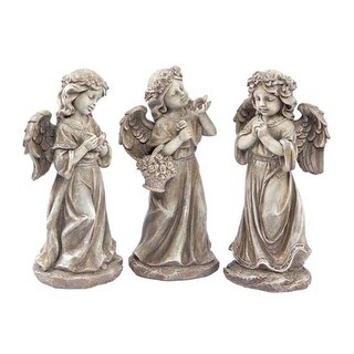Set of 3 Inspirational Statuary Standing Angel Outdoor Garden Statues ...