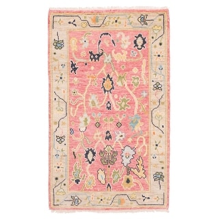 ECARPETGALLERY Hand-knotted Modern Oushak Dark Pink Wool Rug - 3'0 x 5 ...