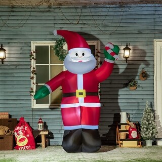 Outsunny 8ft Inflatable Christmas Santa Claus, Blow-Up Outdoor LED Yard ...