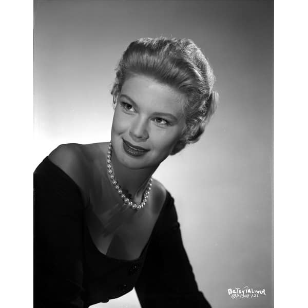 Betsy Palmer Portrait in Pearl Necklace and Long Sleeve Strapless ...