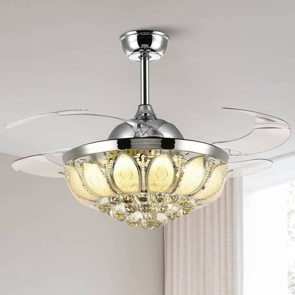 Eudosia 42 in. Indoor Chrome Integrated LED Ceiling Fan with Light and ...