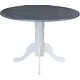 42 Inch Dual Drop Leaf Dining Table in White and Heather Gray, Compact ...