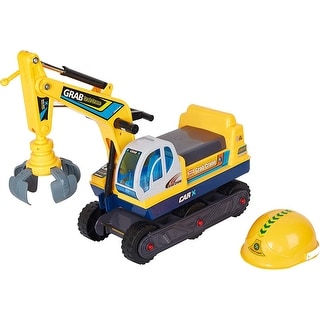 2-in-1 Kids Ride-on Crane Construction Grabber Toy with Engineering Hat ...