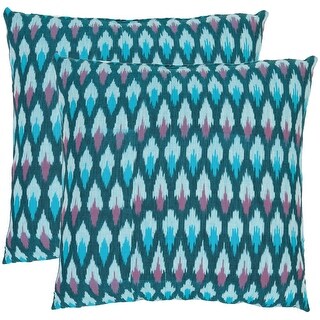 SAFAVIEH Diamond Ikat 18-inch Blue Decorative Pillows (Set of 2) - Bed ...