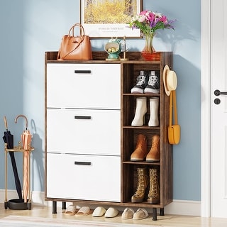 Flip Drawers Shoe Cabinet Shoes Storage Cabinet with 3 Flip Drawer and ...