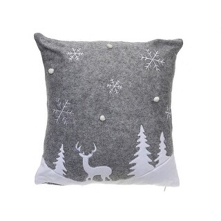 Polyester Gray Winter Scene With Reindeer Pillow - Set of 2 - Bed Bath ...