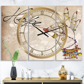 Designart 'Gypsy Hippy Hand Hope' Oversized Cottage Wall Clock - 3 ...