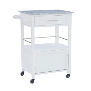 White Storage Cart On Wheels With Granite Top. Great For Small Kitchens ...