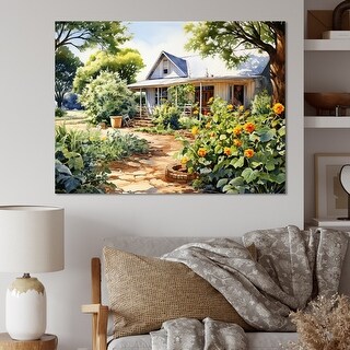 Designart "Farmhouse Frontyard Oasis II" Farm Canvas Wall Art - Bed ...