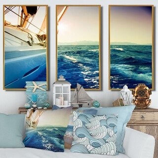 Designart "Yacht Sailing in Wavy Waters" Sea & Shore Framed Art Prints ...