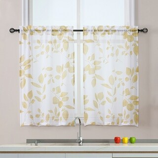 Leaf Print Voile Sheer Cafe Kitchen Tier Curtains - Bed Bath & Beyond ...