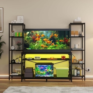 Turtle Tank Stand Rack For 55-75 Gallon Aquarium with LED Light - Bed ...