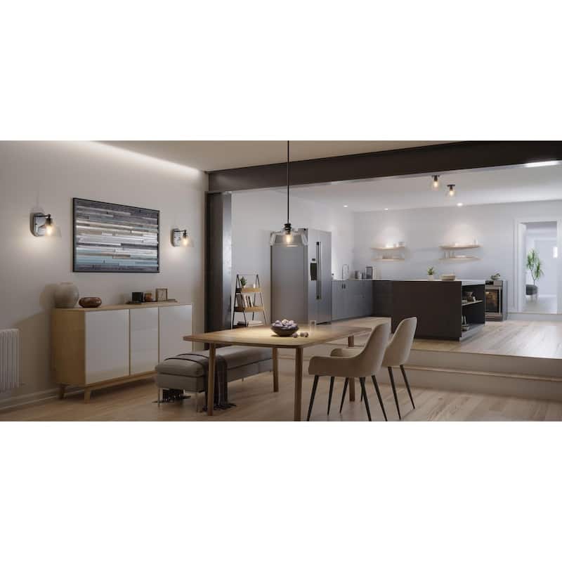 Singleton Collection 1-Light 14 in. Matte Black Medium Pendant Light ...