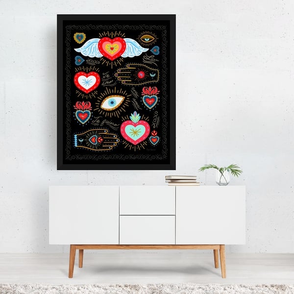 Milagro Love Hearts Hands Drawing Moon Symbols Art Print/Poster - Bed ...