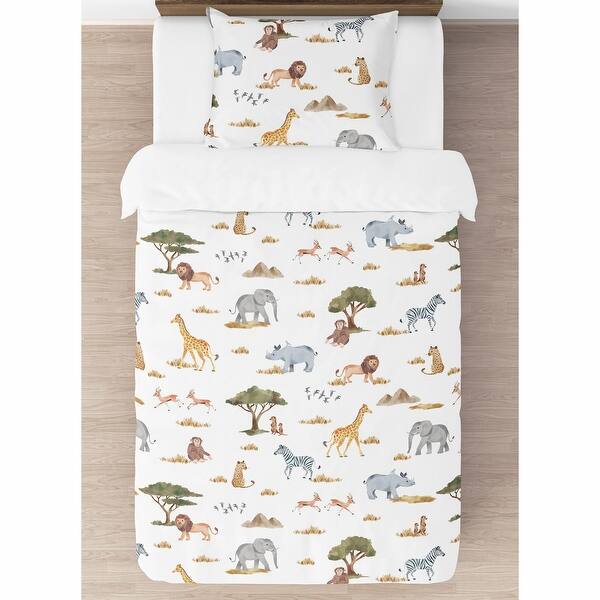Jungle Animals 4pc Twin Comforter Set Hunter Green Yellow Grey Black ...