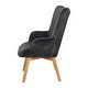 Napster Fuzzy Plush Upholstery Wingback Arm Chair with Solid Wood Legs ...