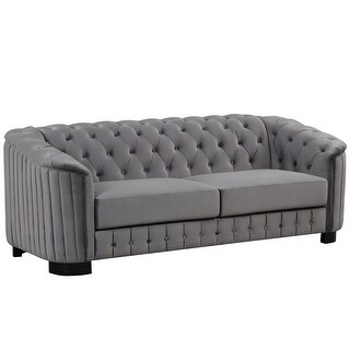 Gray 82" Velvet Sofa, 3 Seater Couch with Removable Seat Cushion ...