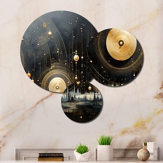Designart "Gold Black Saturn Mercurys Mirage II" Saturn Metal Wall ...