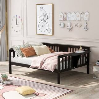 Full Size Daybed with Small Foldable Table and Wood Slat Support ...