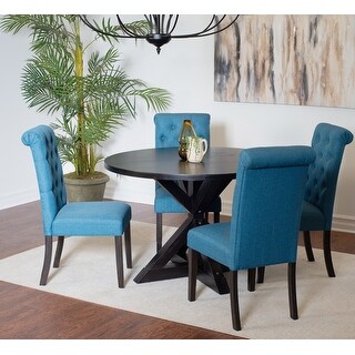 5-piece Round Dining Table Set with Cross-buck Pedestal Base Dining ...