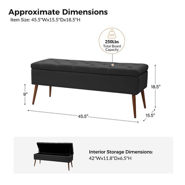 Vicky Modern Storage Flip Top Bench with Three Separate Fabric Bags by ...