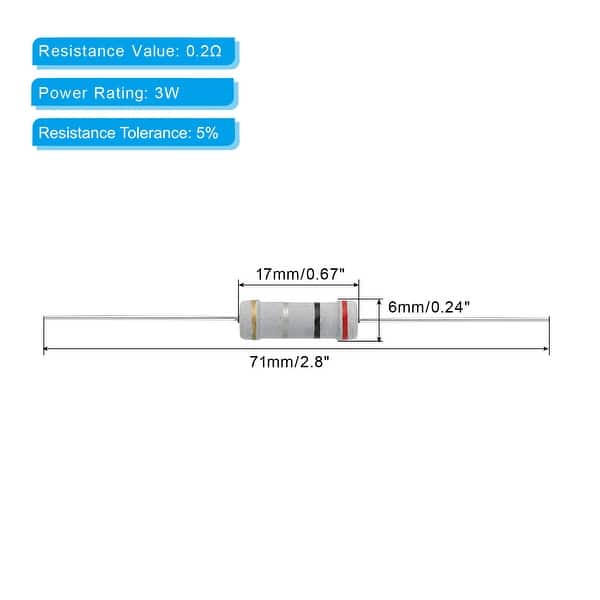 30Pcs 3W 0.2 Ohm Tolerance Carbon Film Resistor, Axial Resistors Kit ...