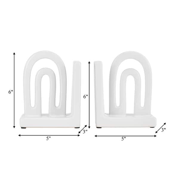 Sagebrook Home Arch Bookends Contemporary Ceramic Rainbow Arched ...