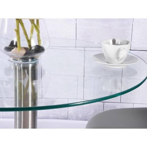 Round Dining table 36'' with metal pedestal and glass top - Glass ...