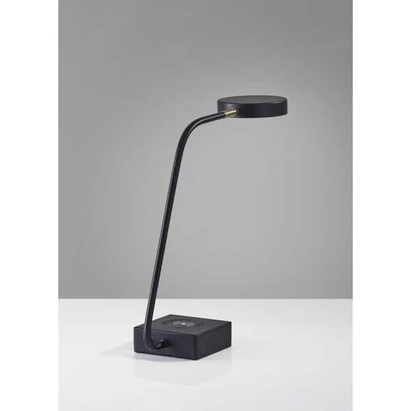Tech Enhanced Black Metal Disk LED Adjustable Desk Lamp - Bed Bath ...