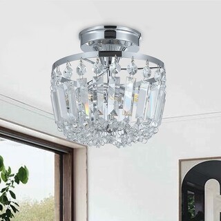 Modern 2-Light Exquisite Crystal Style Semi Flush Mount Lighting ...