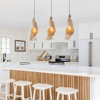 Dena 3-Light Modern Rattan Kitchen Island Pendant Light - 24 Inch Wide ...