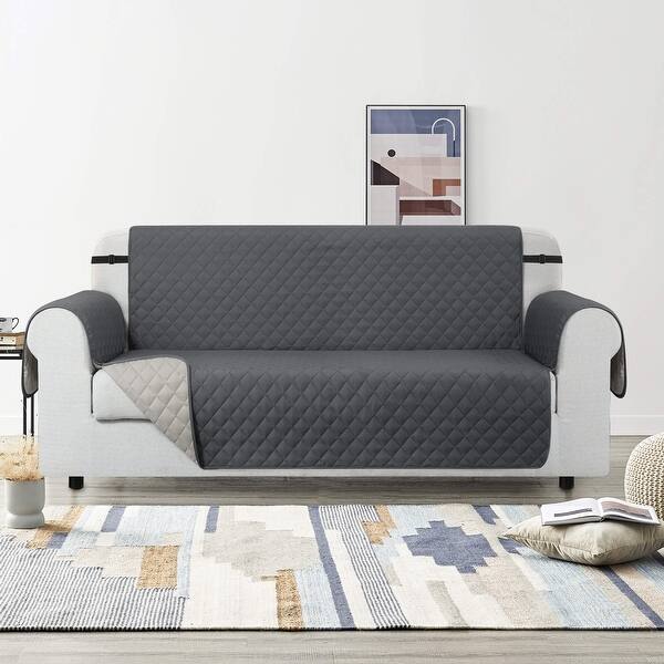 CHUN YI Sofa Slipcover Reversible with Elastic Straps - Bed Bath ...