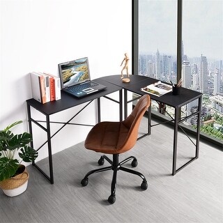 Metal and MDF L-Shaped Desk Computer Table - Bed Bath & Beyond - 36369061