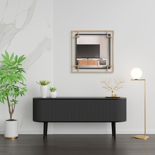 Mavis 22" Square Metal Gold and Black Wall Mirror - 22 x 22 - Bed Bath ...